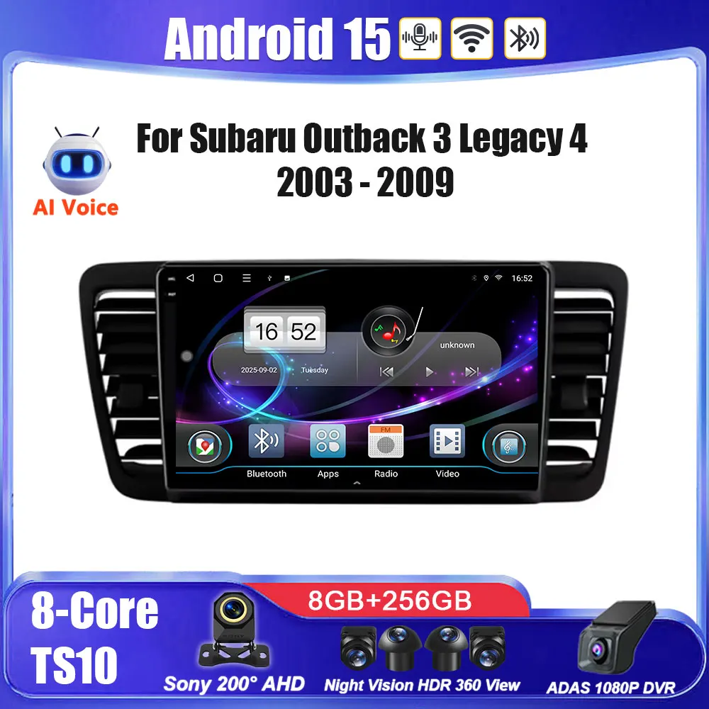 9 '' HD Touch Screen for Subaru Outback 3 Legacy 4 2003 - 2009 Android ...