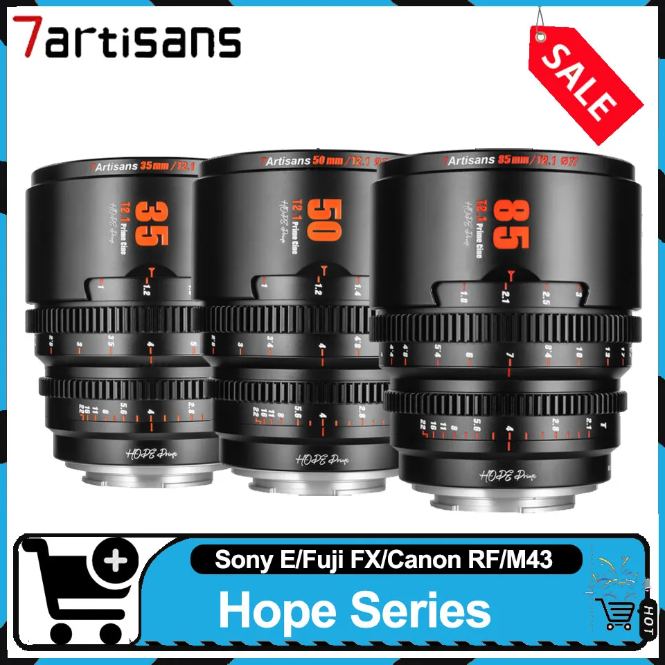 7artisans Super 35 Hope Prime Cine Lens Series 35mm T2.1 50mm T2.1 85mm ...