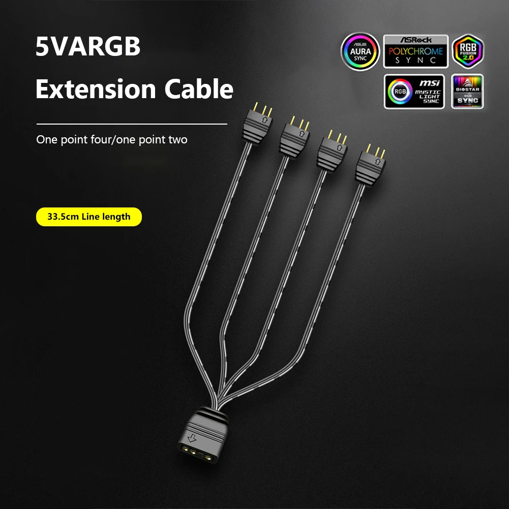 1 to 2/4 Computer Cooling Fan Cable 5V 3 Pin CPU ARGB HUB Extension ...