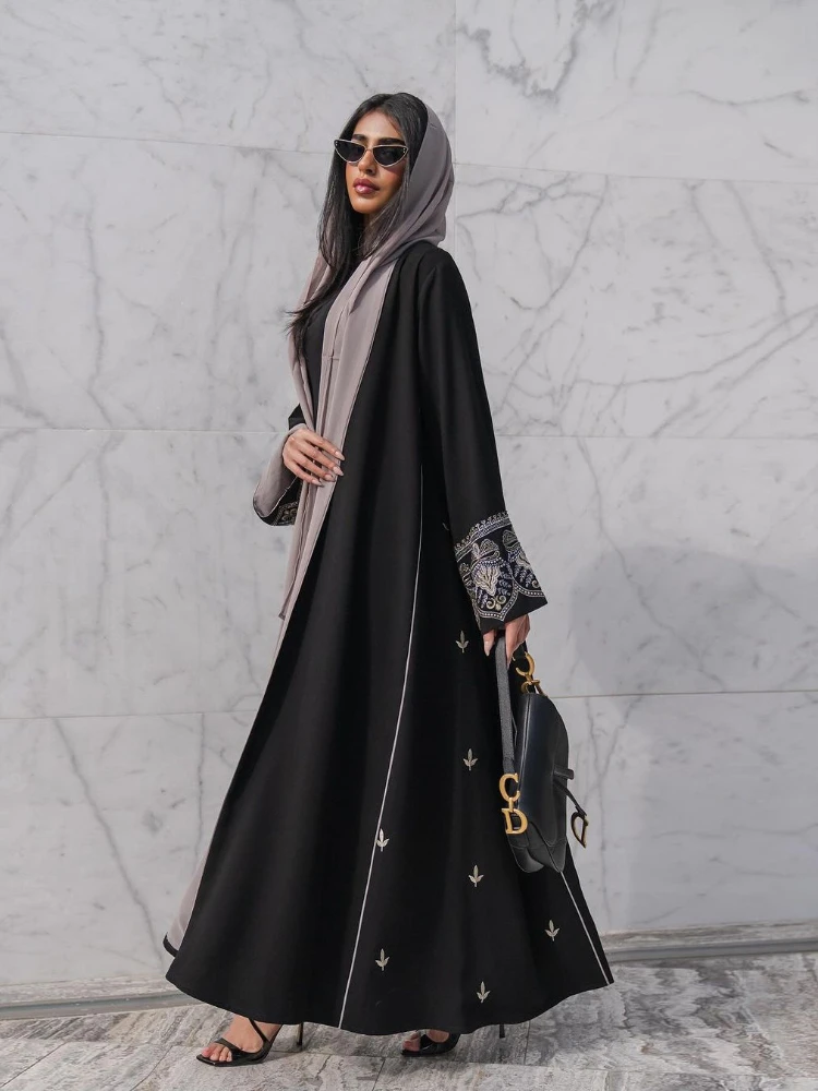 Eid-Muslim-Abaya-for-Women-Embroidery-Cardigan-Party-Dress-Without ...