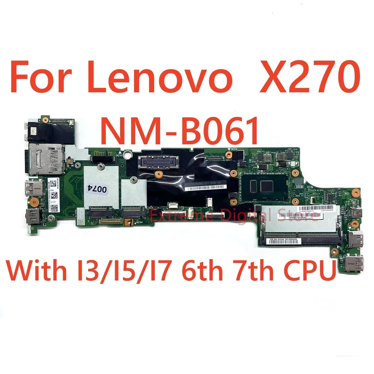 For Lenovo X270 laptop motherboard NM-B061 with CPU I3/I5/I7 6th 7th ...