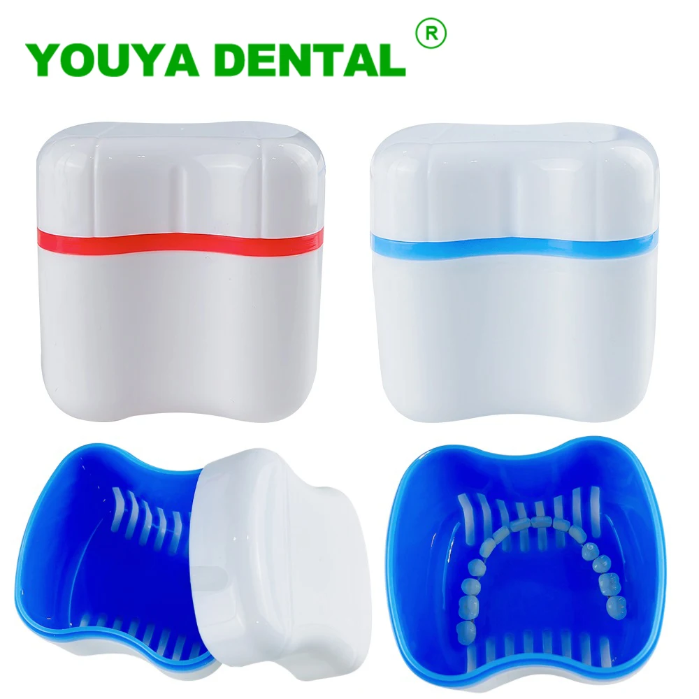 Dental Denture Box With Net Bath Case Fake Teeth Storage Box ...