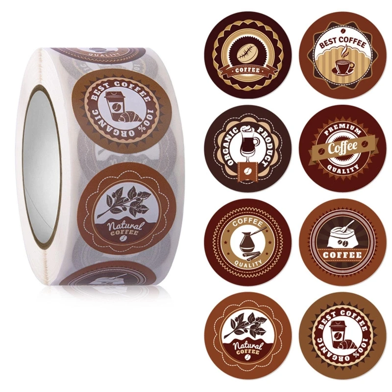 500Pcs-Coffee-Theme-Label-Stickers-1In-Round-Sealing-Stickers-for ...