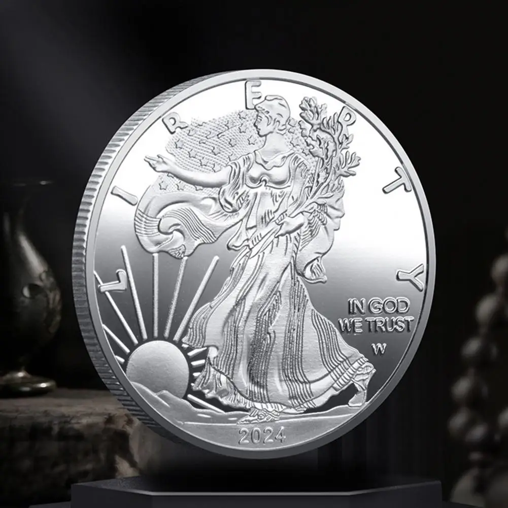 Collectible-Coin-Statue-Of-Liberty-Round-Silver-Color-Commemorative ...