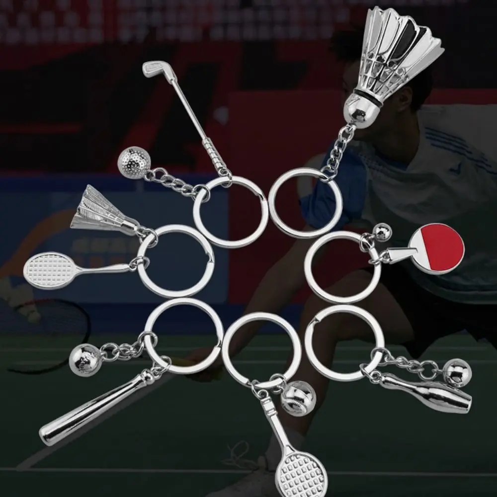 New-Zinc-Alloy-Badminton-Keychain-Silver-Badminton-Golf-Ping-Pong ...