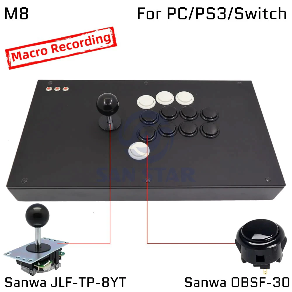 FightBox-M8-Macro-Recording-Arcade-Zero-Delay-SANWA-Joystick-30M ...