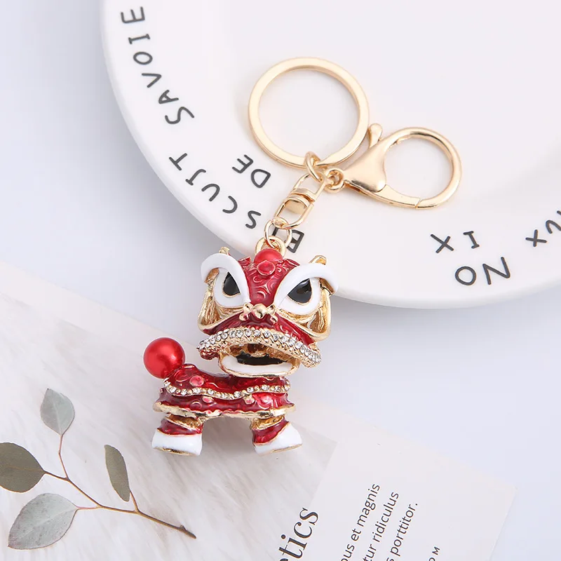 Chinese Style Lion Dance Keychain Ancient Mascot Key Chains Fashion ...