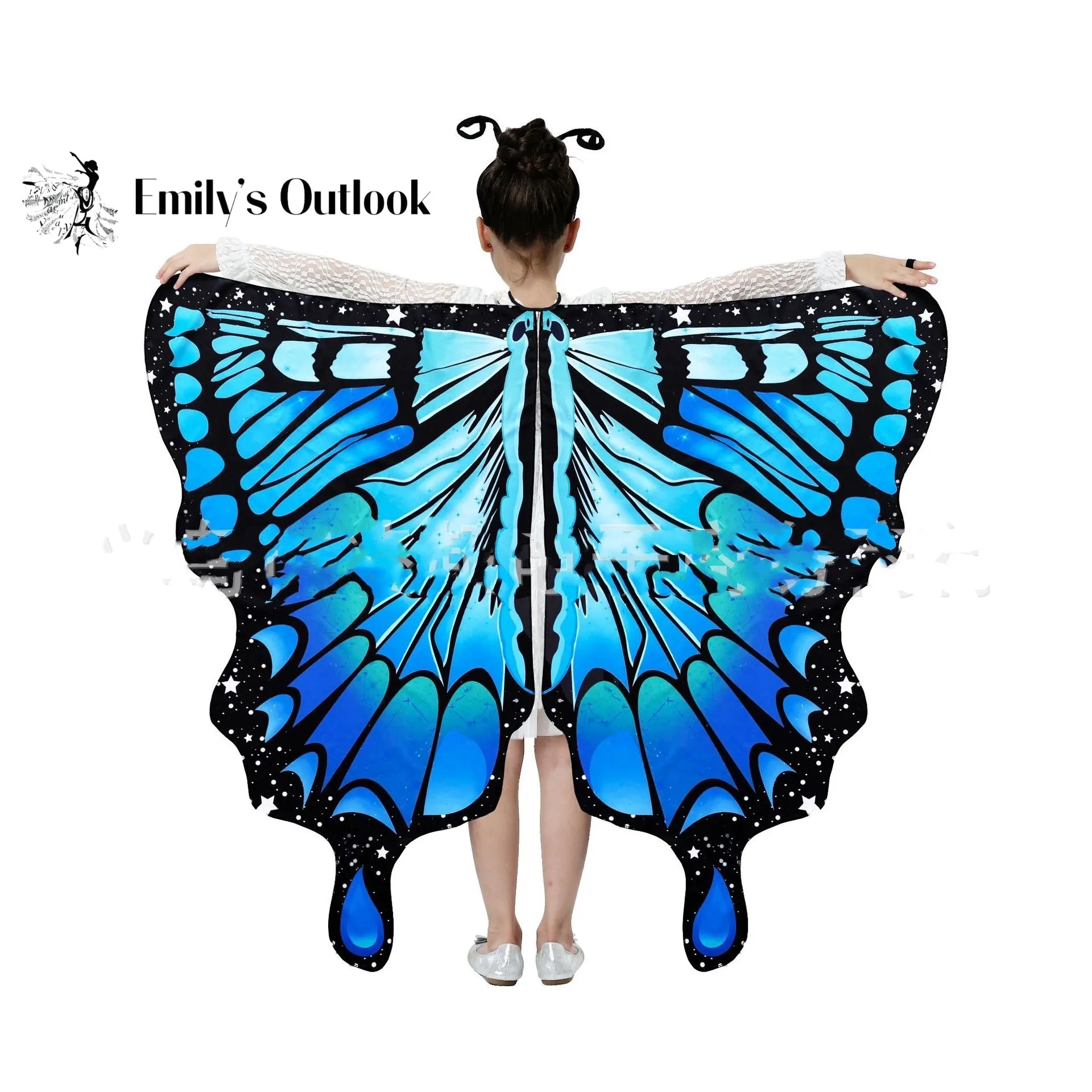 Butterfly Wings Girls Halloween Cape Kid Costume with Mask and Antenna ...