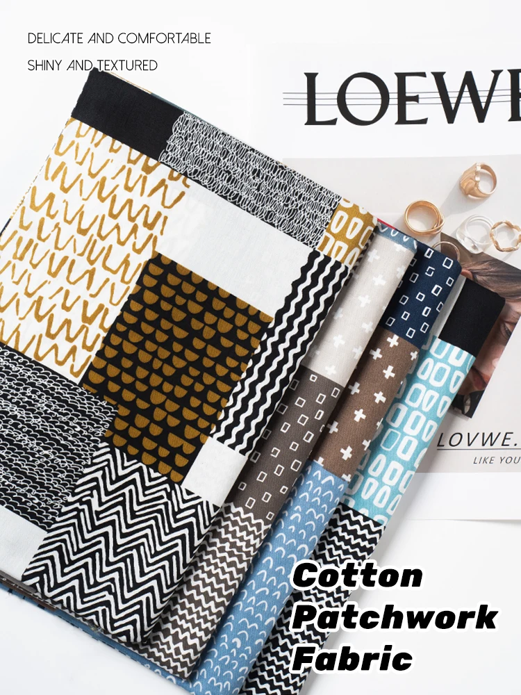 custom-geometric-print-broken-patchwork-pattern-cotton-poplin-fabrics ...