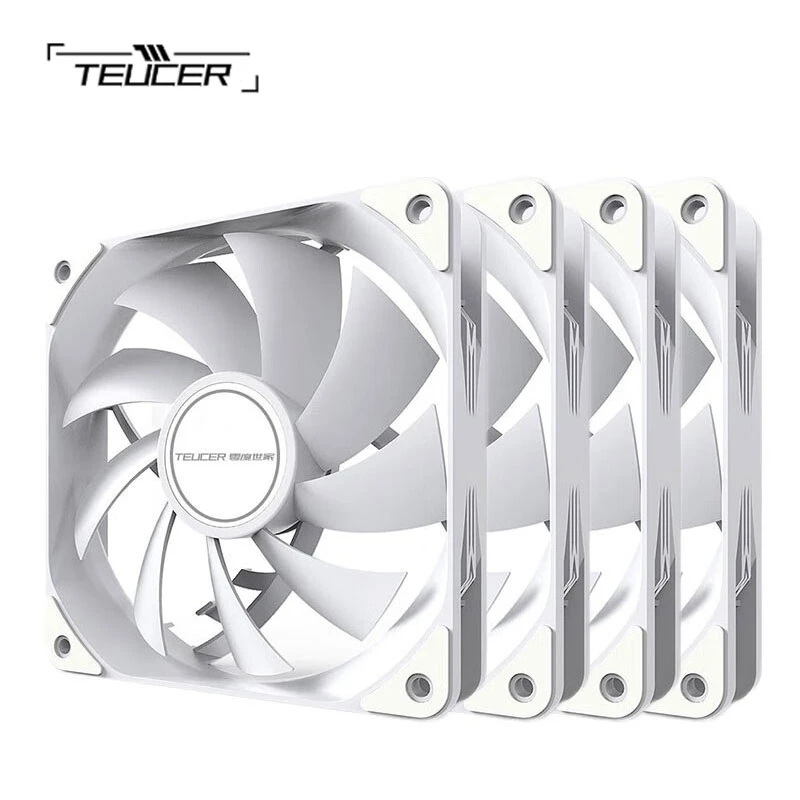 TEUCER 1800RPM 4PIN PWM White 12cm Computer Case Cooling System Fan ...