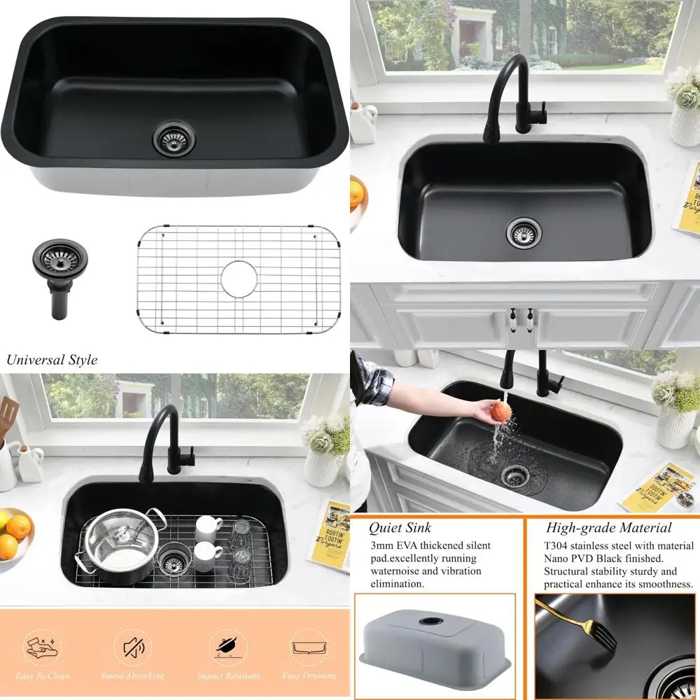 Stainless Steel 16 Gauge Single Bowl Kitchen Sink - 28x18 Inch ...