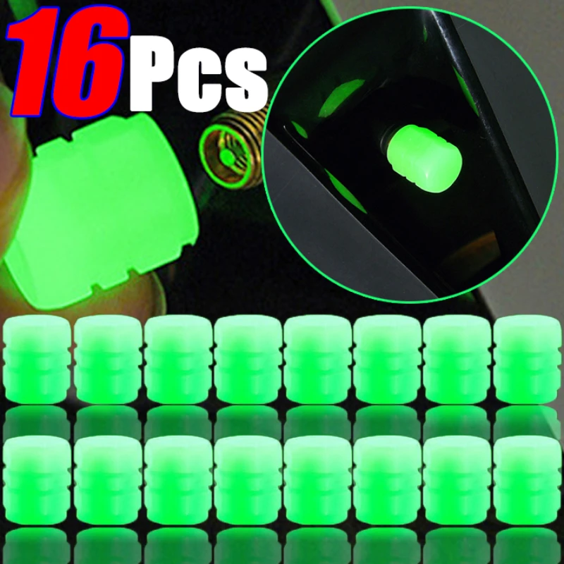 1-16Pcs-Luminous-Car-Tire-Valve-Caps-Fluorescent-Night-Glowing-Valve ...