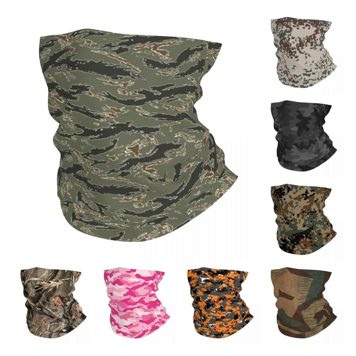 Tiger Stripe Camouflage Bandana Neck Gaiter Military Camo Face Scarf ...
