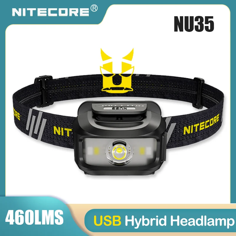 NITECORE NU35 Headlamp 460 Lumens CREE XP-G3 S3 LED USB Rechageable ...