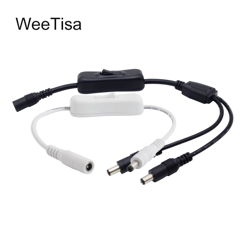 304 Switch 5.5x2.1mm DC Male to Female 1 to 2 Connector Splittler On ...