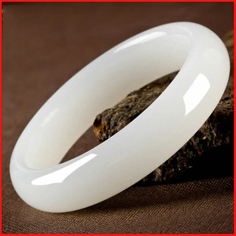 Chinese-Natural-White-Jade-Hand-carved-Jade-Bracelet-Fashion-Women-Pure ...