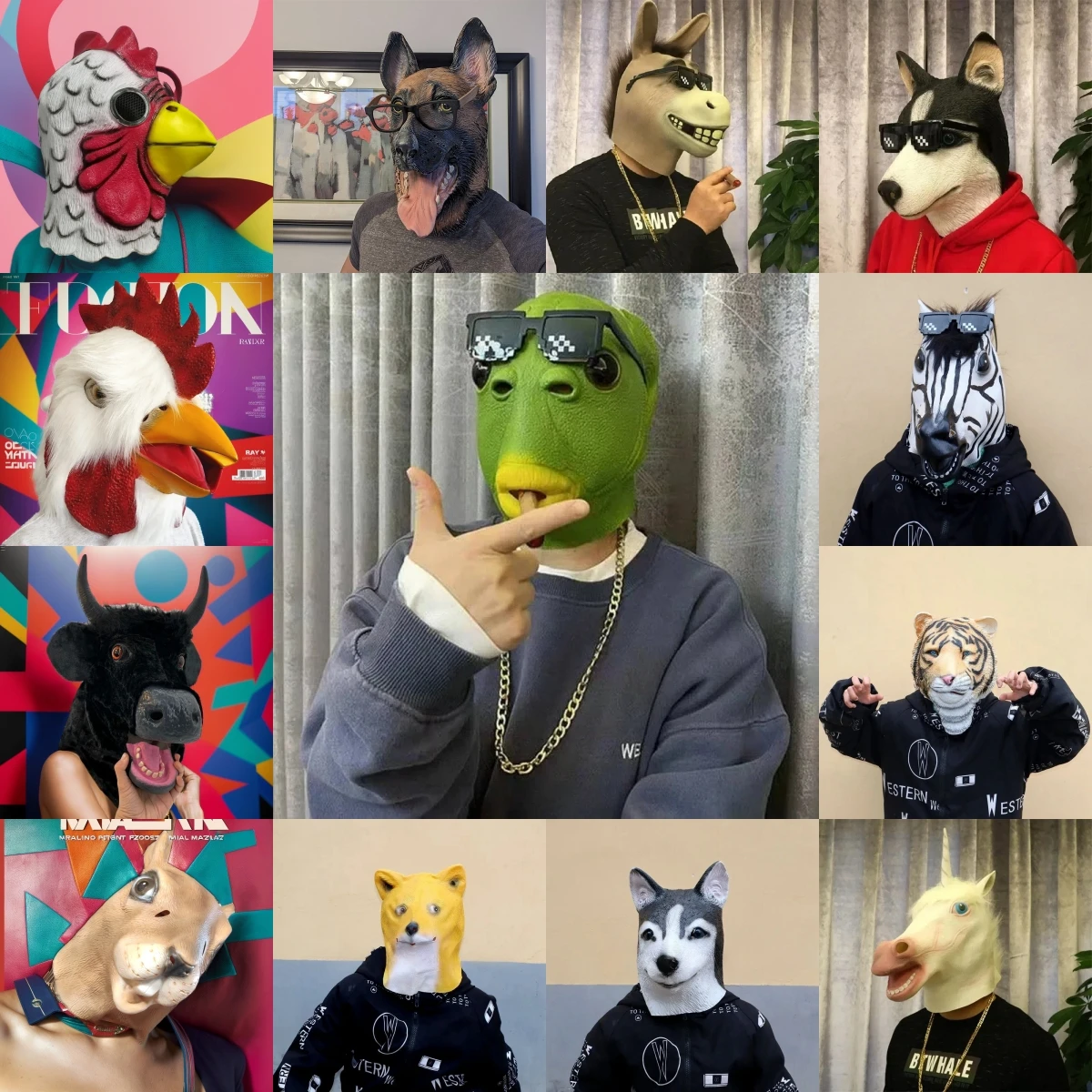 Animal-Mask-Funny-Brown-Horse-Head-Masks-Deluxe-Suit-Novelty-Halloween ...