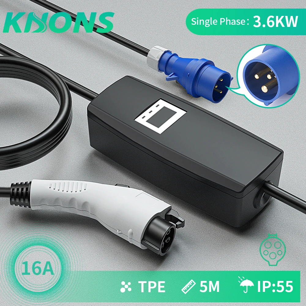 Khons Evse Sae J1772 Type 1 Electric Car Portable Ev Charger With Blue ...