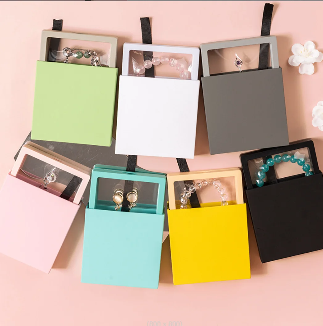 Drawer PE Film Jewelry Storage Box Candy Color Ring Pendant Necklace ...