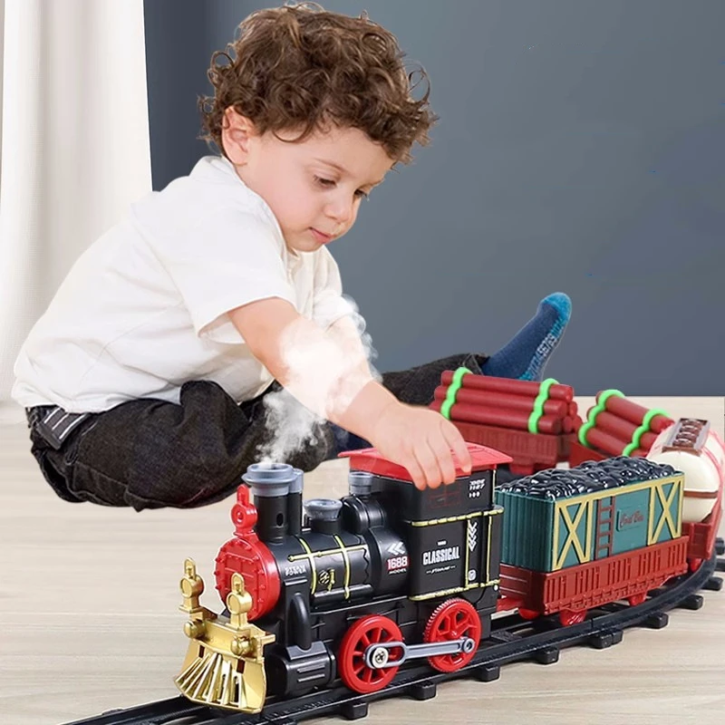 Christmas-Electric-Train-Set-with-Sound-Smoke-Light-Steam-Toys-Gift-for ...