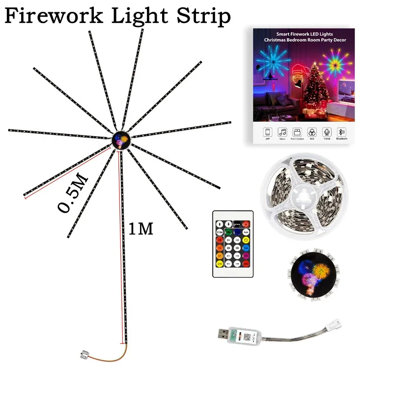 RGBIC 5V Neon Strip Firework LED Light Bluetooth APP Control USB Strip ...
