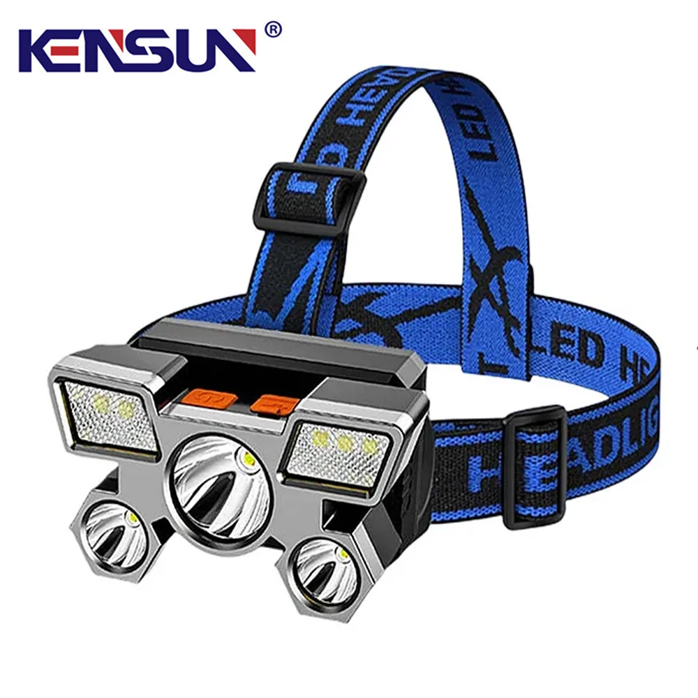 USB-Rechargeable-5-LED-Headlamp-Strong-Light-Headlight-High-Power-Head ...