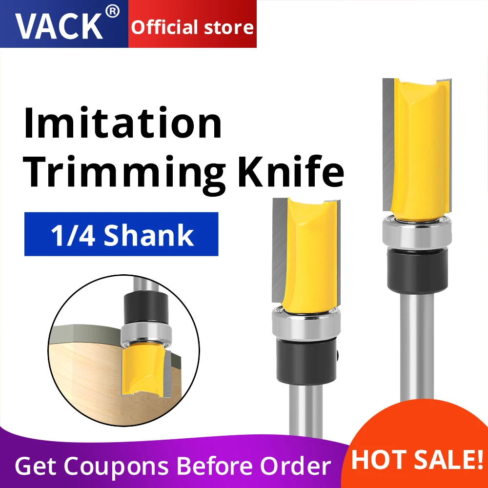 Vack 4pc Set 1/4 Shank Template Trim Hinge Router Bit Straight End Mill ...