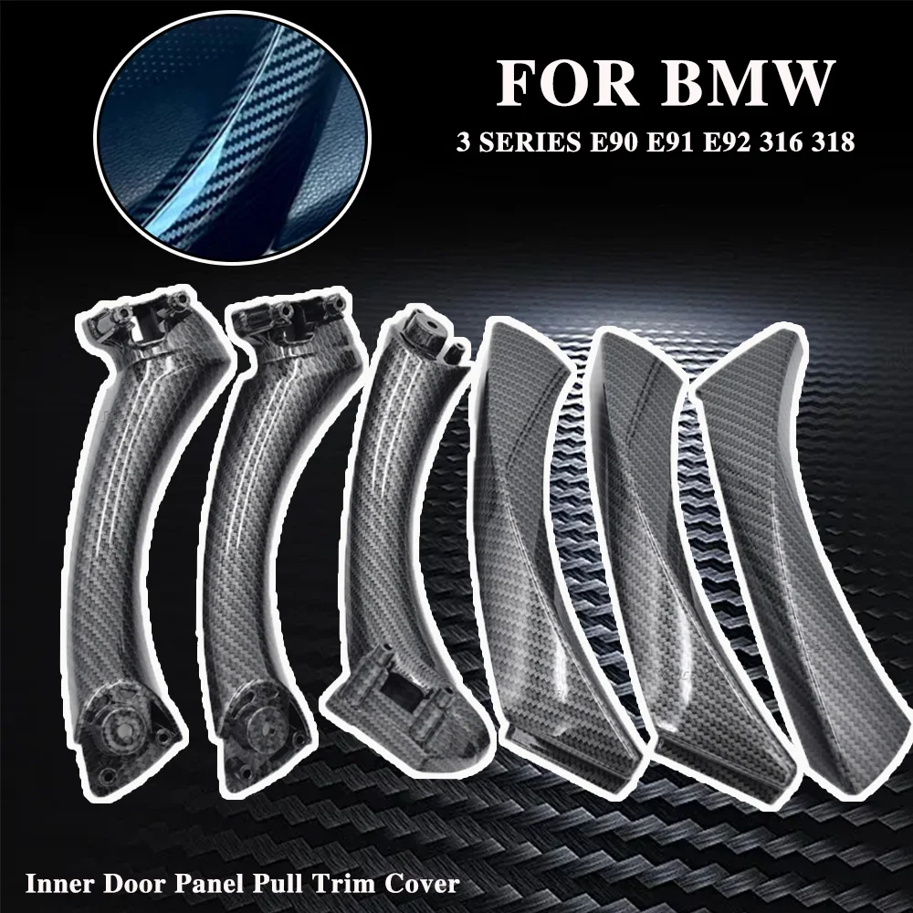 6pcs LHD RHD Car Accessories Carbon Texture Interior Door Handle Pull ...