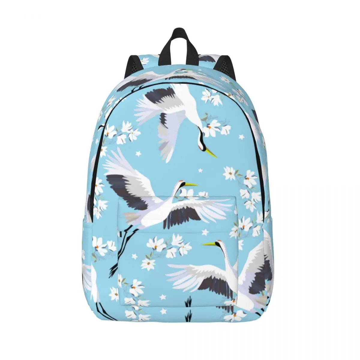 Laptop-Backpack-Unique-Crane-Flying-Bird-And-Flowers-School-Bag-Durable ...