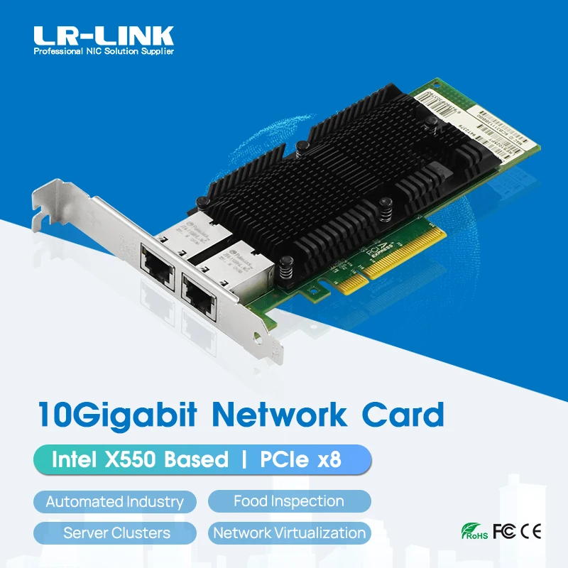 LR-LINK 1025PT 10Gb Network Card PCI-E x8 Dual Copper RJ45 Port PCI ...