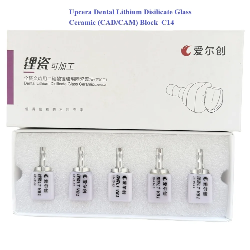 5PCS-UPCERA-CAD-CAM-Dental-Lithium-Disilicate-Glass-Ceramic-Block-C14 ...