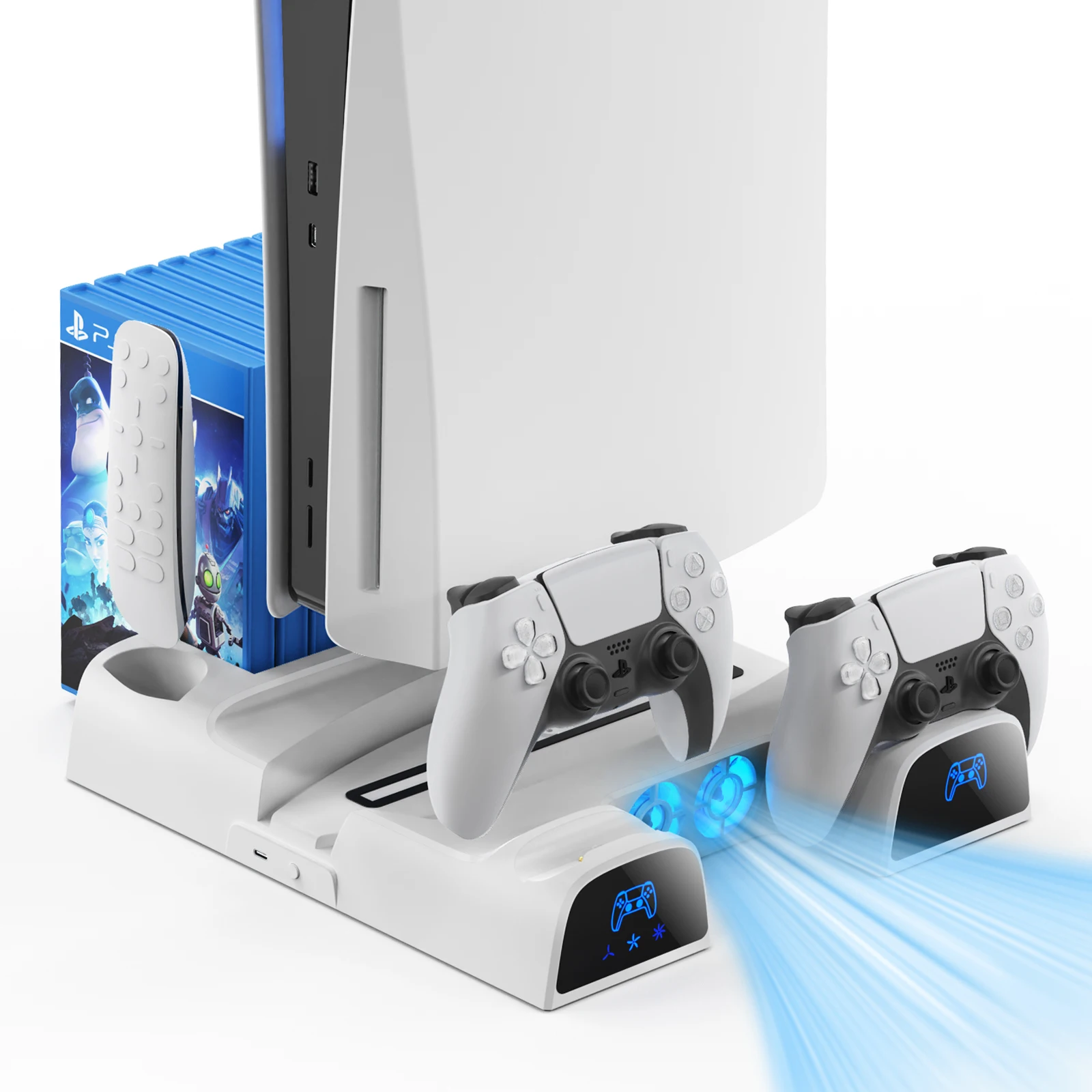 for PS5/PS5 Slim/PS5 Pro Stand with Headphone Hook Cooling Stand ...