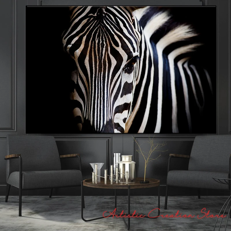 Zebras-At-Animal-Canvas-Painting-Pictures-Black-and-White-Print-Posters ...