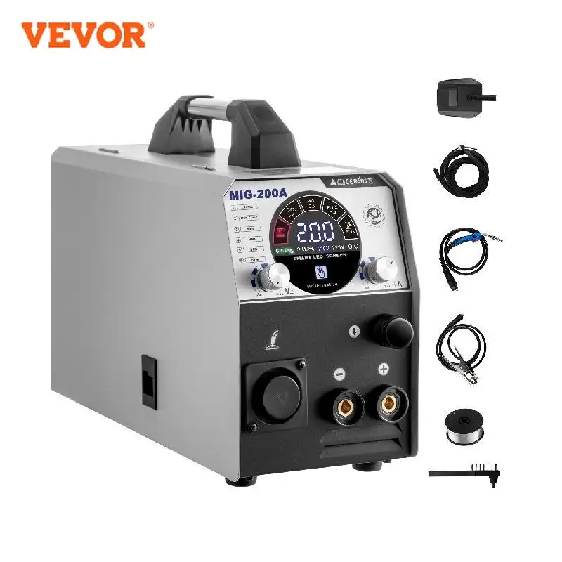 VEVOR 200A MIG Welder Flux Core TIG MMA Semi-Auto Welding Machine MIG ...
