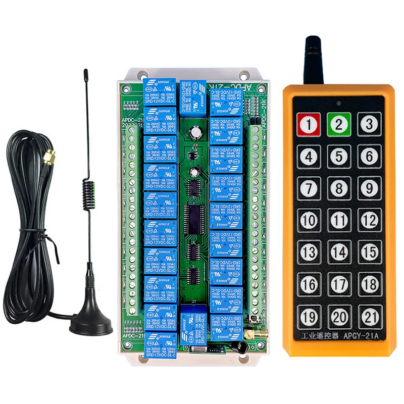 2000m DC12V 24V 21CH 433MHz Relay RF Wireless Remote Control Switch ...
