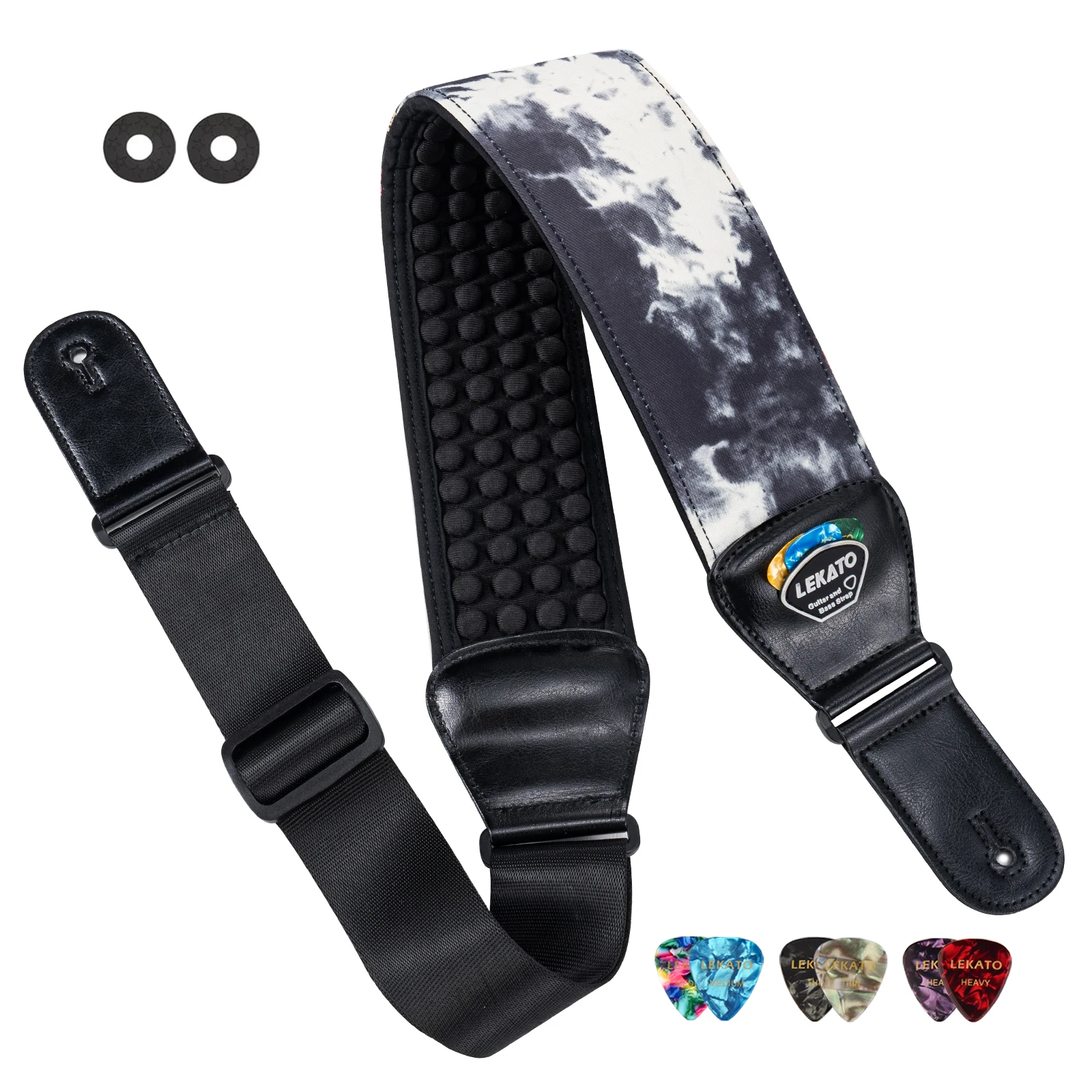 Lekato-3D-Sponge-Guitar-Strap-with-3-Guitar-Picks-Holders-Bass-Eletric ...