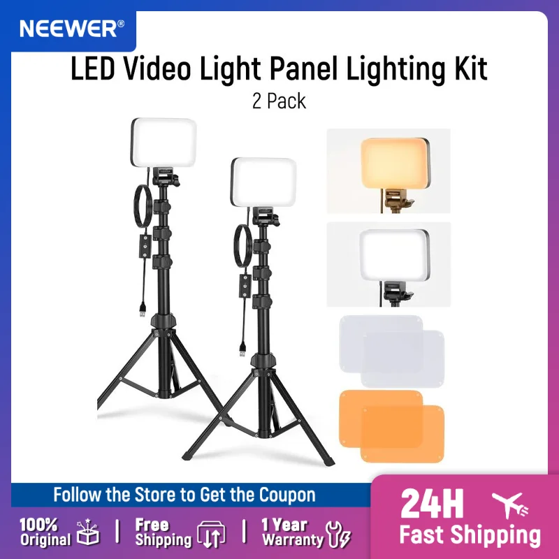 NEEWER BASICS LED Video Light, 2 Pack Studio Panel Key Lighting Kit ...