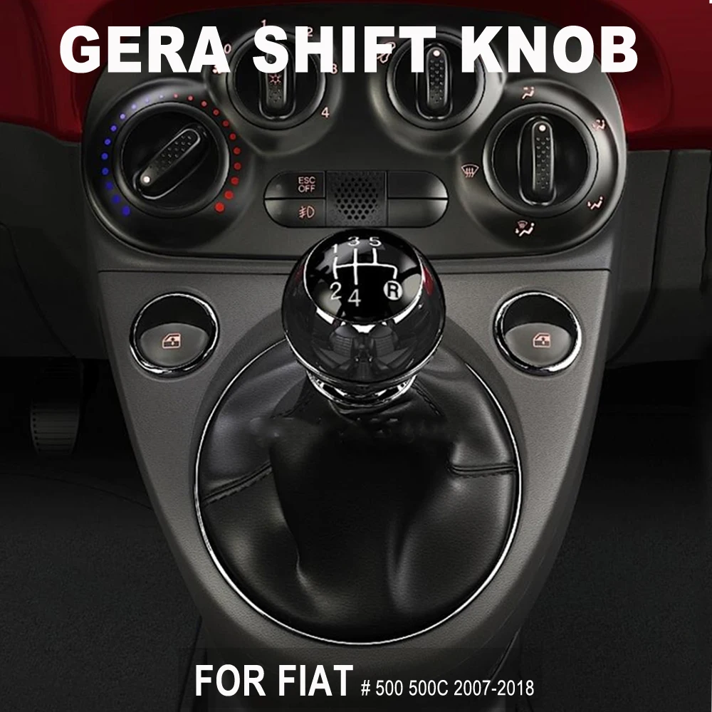 5-6-Speed-Gear-Shift-Stick-Knob-Level-Leather-Boot-For-Fiat-500-500C ...