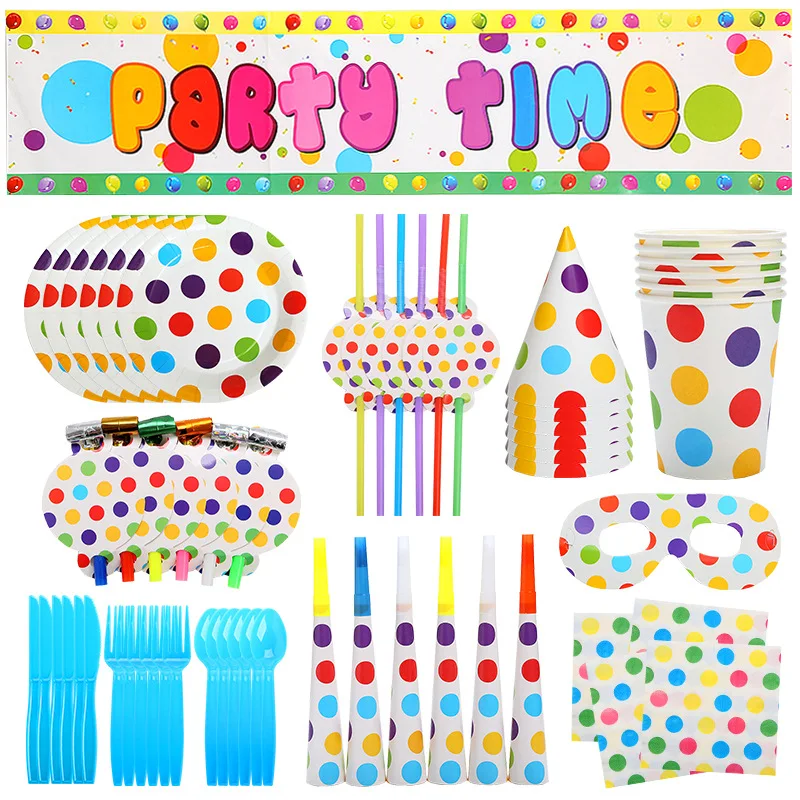 Children-s-birthday-color-polka-dot-theme-party-set-paper-napkins-paper ...