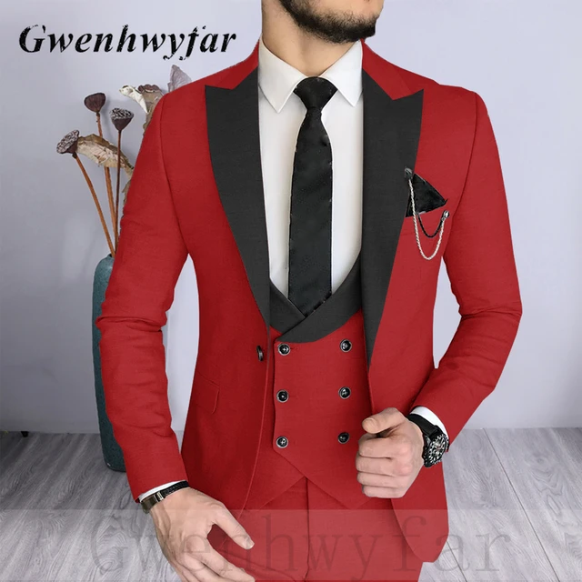 Blazer Ajustado Rojo Para Hombre