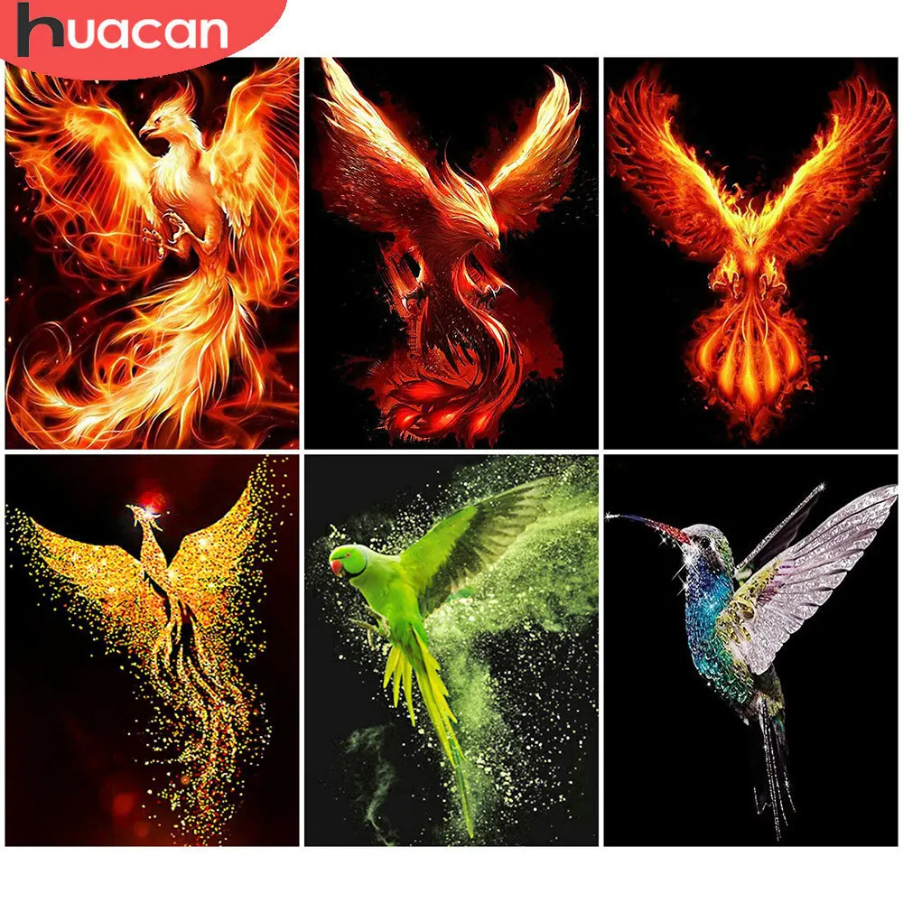 Huacan-5d pintura de diamante com design Phoenix, bordado completo ...