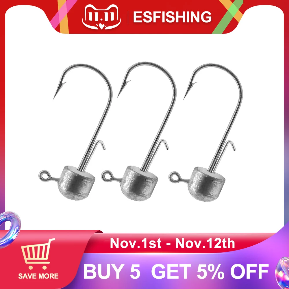 Esfishing Ned Rig Hook Jig Head 1.5g 2g 3g 5g 6g 10g 14g 18g Fishing ...