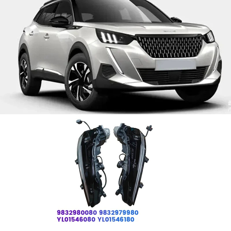 Luces-antiniebla-de-parachoques-conjunto-de-luces-LED-de-circulaci-n-diurna-para-Peugeot-2008 ...
