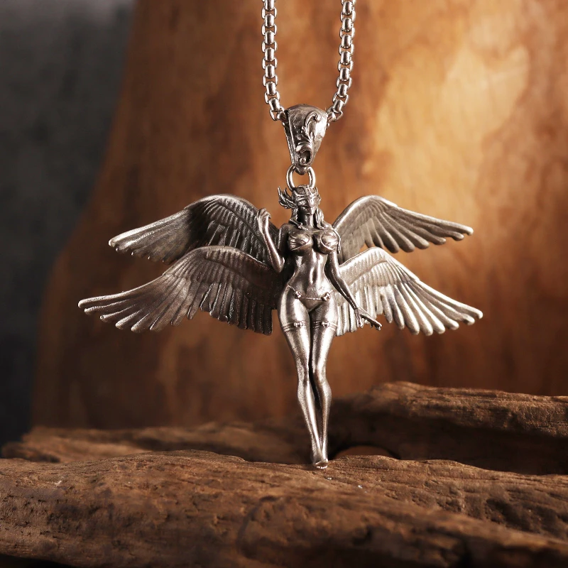 Vintage Silver Colour Winged Holy Angel Pendant for Men and Women Eternal Guardian Jewellery Wholesale Holiday Gift AliExpress