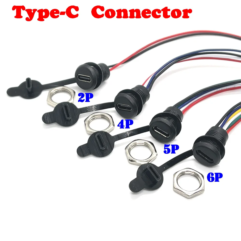 2P-4P-5pin-6Pin-USB-C-high-current-charging-socket-with-PH2-0-nut-snap ...