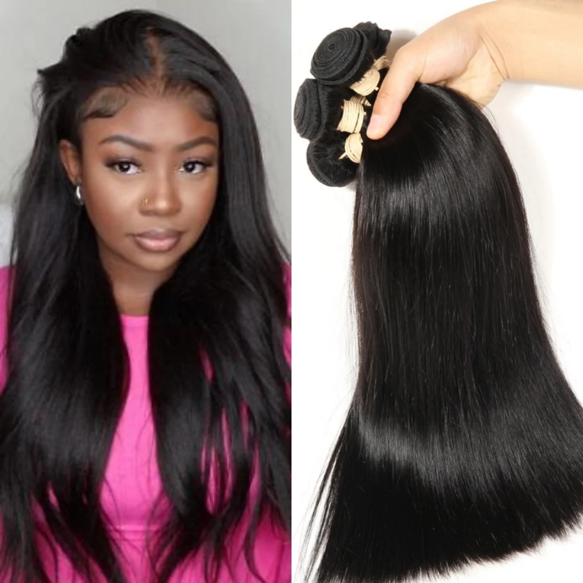 30-Inch-50g-Straight-Human-Hair-Bundles-Brazilian-Hair-Weaving-100 ...