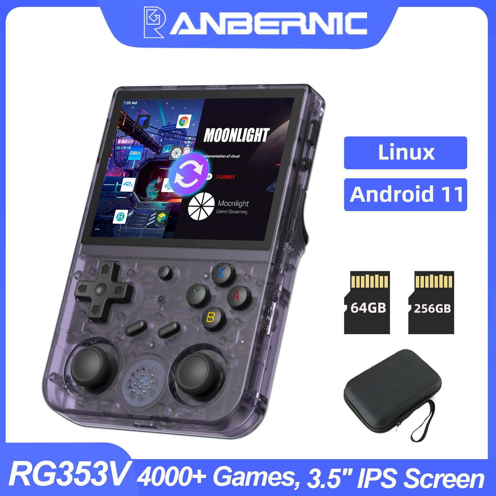 Anbernic Rg353v Rg353vs Retro Handheld Game Console 3.5 Polegada Ips ...