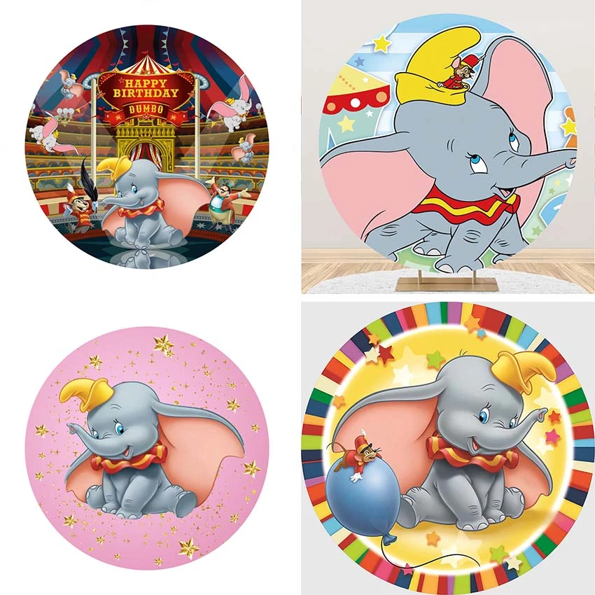 Disney Dumbo Round Shape Party Backdrops Polyester Cloth Photo ...