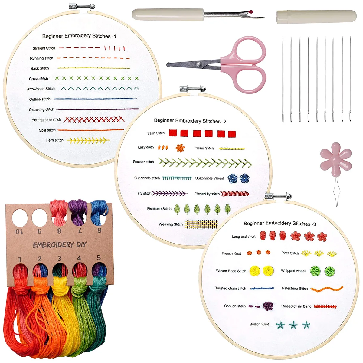 DIY-Embroidery-Starter-Kit-Cross-Stitch-Practice-Set-to-Learn-30 ...