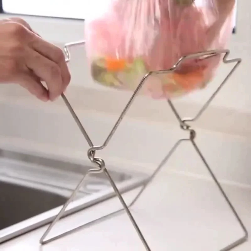 Stainless steel garbage rack, foldable kitchen desktop, office non ...